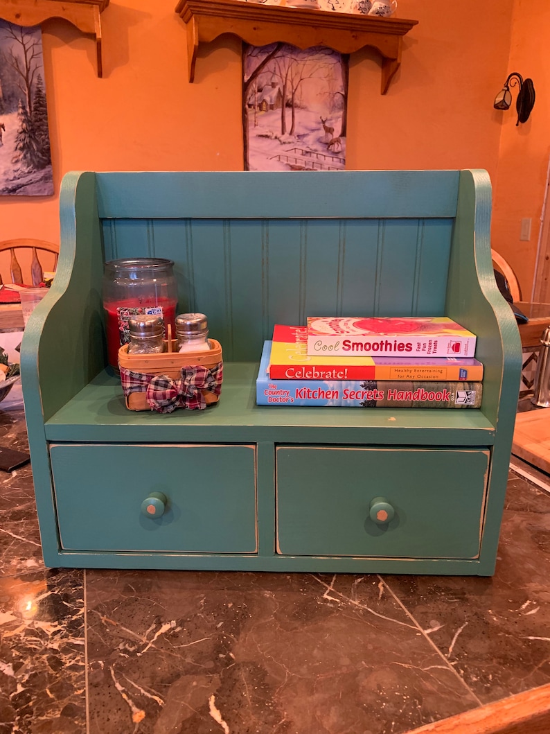 Countertop Cookbook and Recipe Holder | Kitchen Storage With Drawers - Etsy