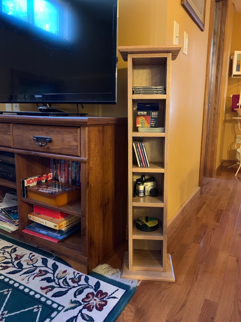 Solid Oak CD Tower: Media Storage Rack, Holds 84 Cds - Etsy