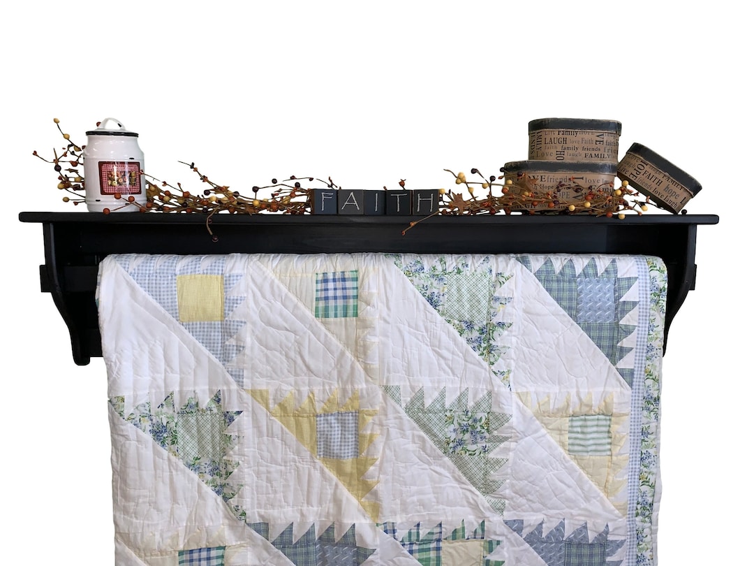 48" Quilt and Tapestry Rod With Shelf, Quilt Hanger, Blanket Hanger ...