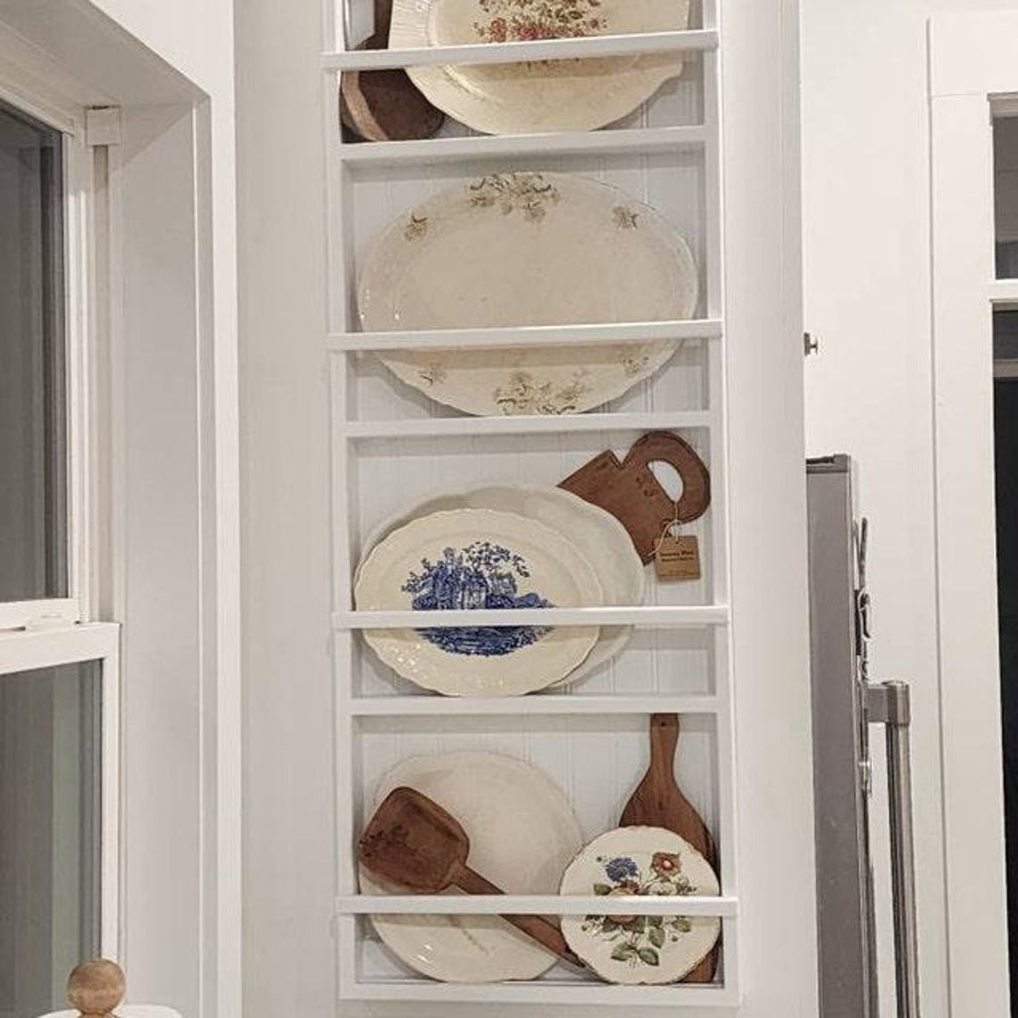 Handmade Wooden Plate Rack, Tall Kitchen Dish Display Shelf - Etsy