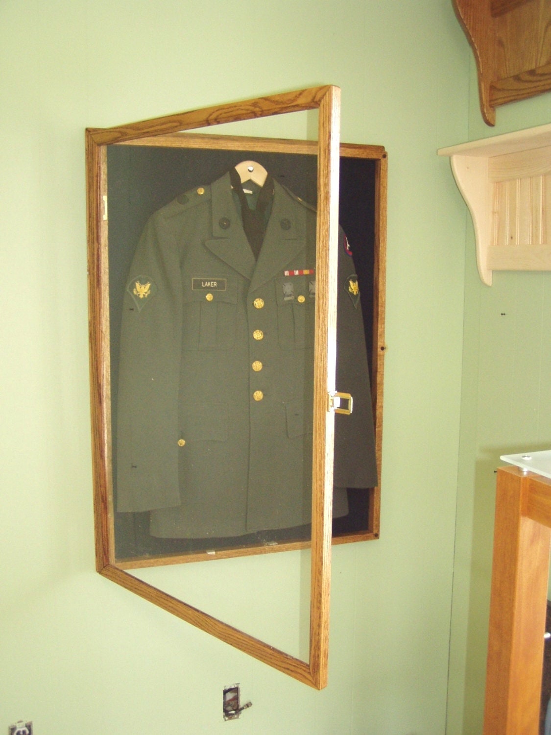 Oak Military Uniform Display Case: Veteran Memorial Shadow Box - Etsy