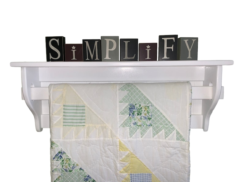 Pine Wood Quilt Rack With Shelf: Wall Blanket or Towel Display - Etsy