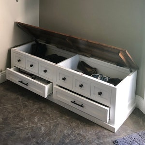 Storage Bench With Lift Top and Drawers - Etsy