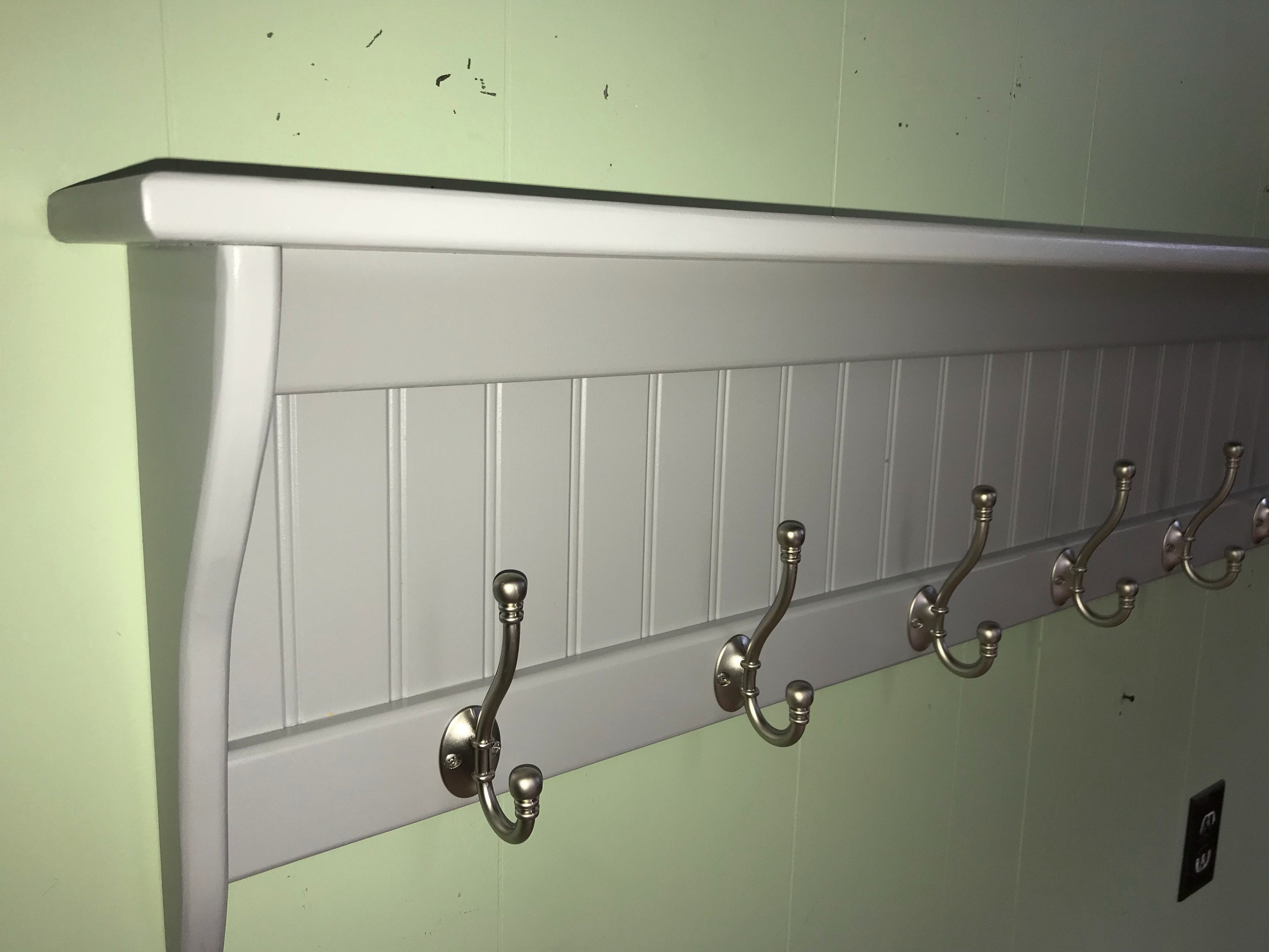 Attractive Large Coat Rack Wall Shelf Gray Hallway Hat | Etsy