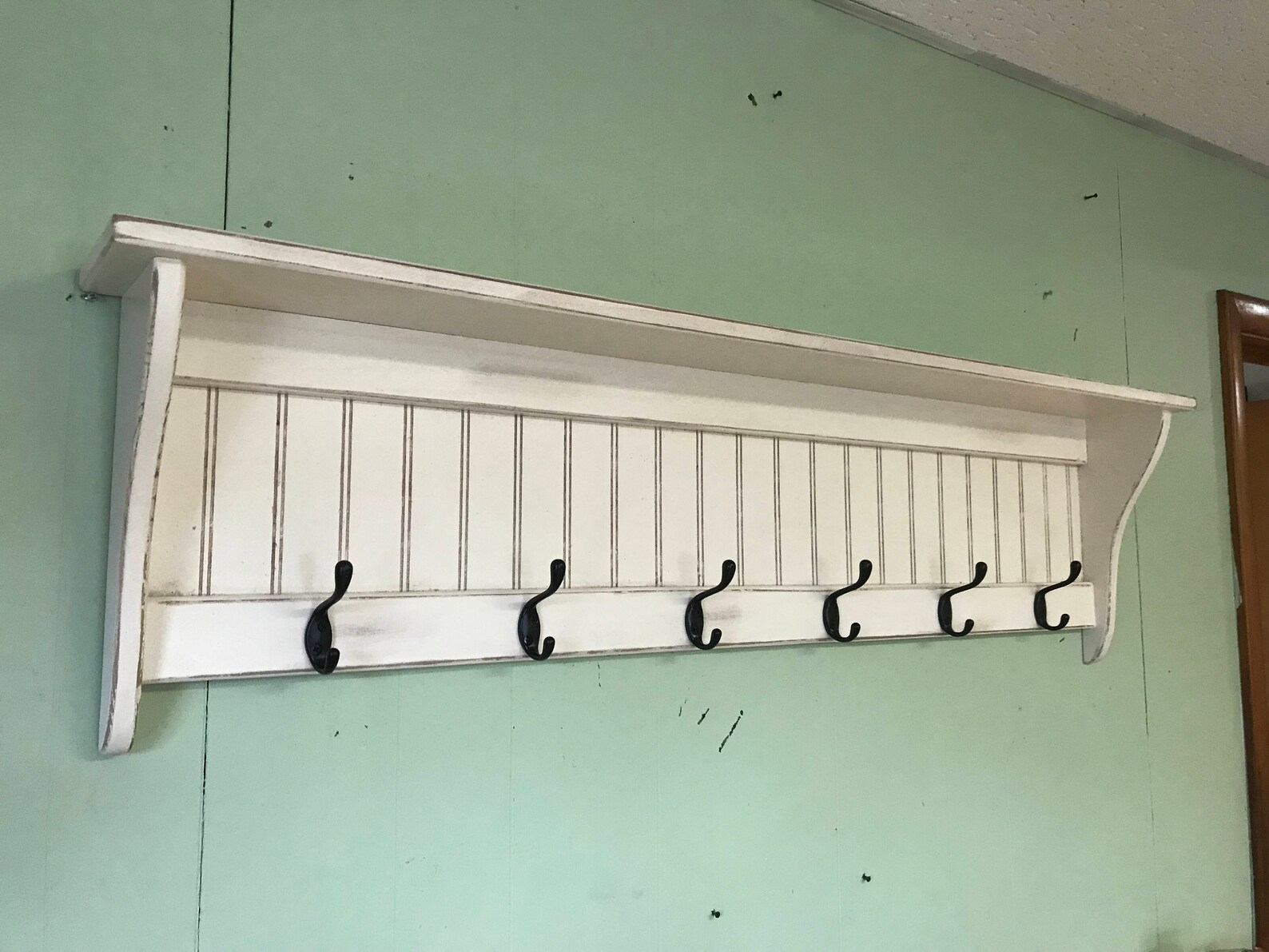 Timeless Rustic Wall Shelf With Coat Hooks Hat Rack Towel - Etsy