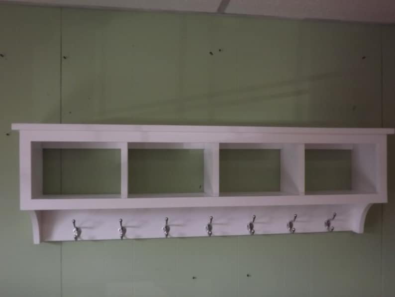 Amazing Coat Rack Wood Wall Shelf With Storage Cubes and Coat - Etsy