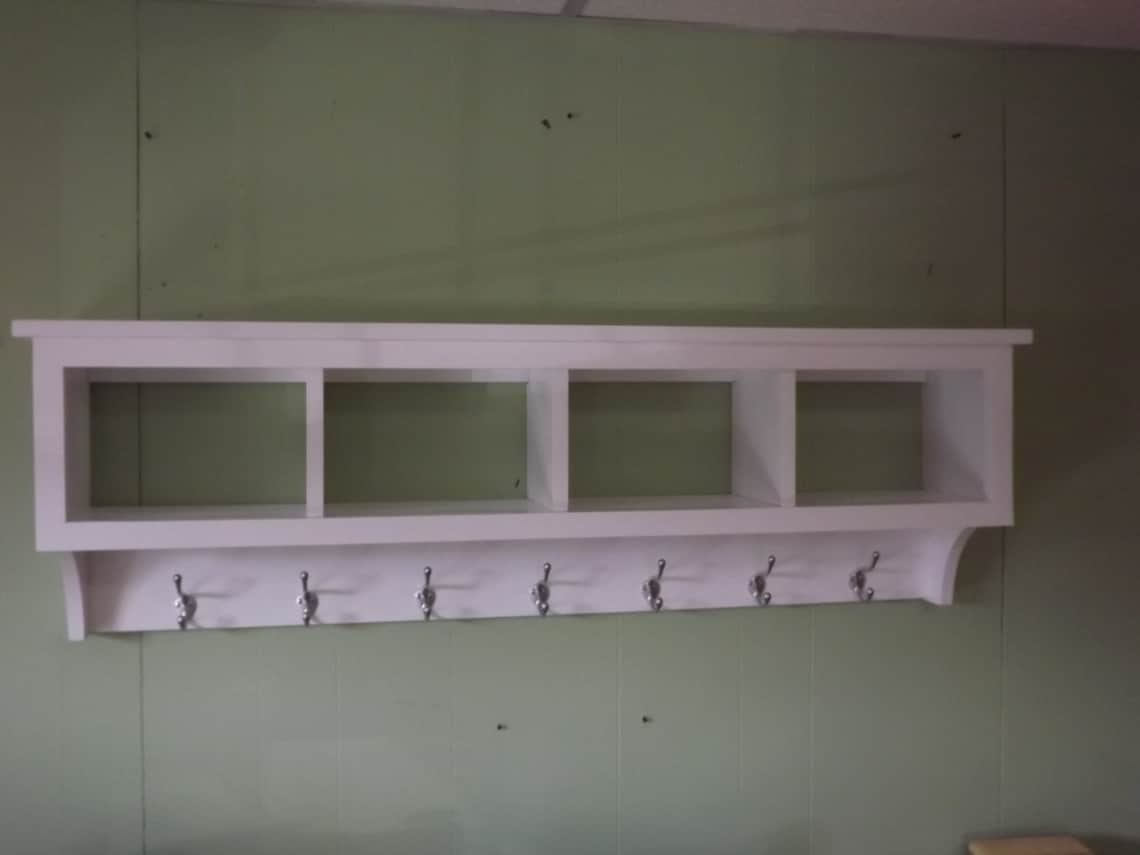 Entryway Organizer Wooden Coat and Hat Rack With Cubby Storage - Etsy
