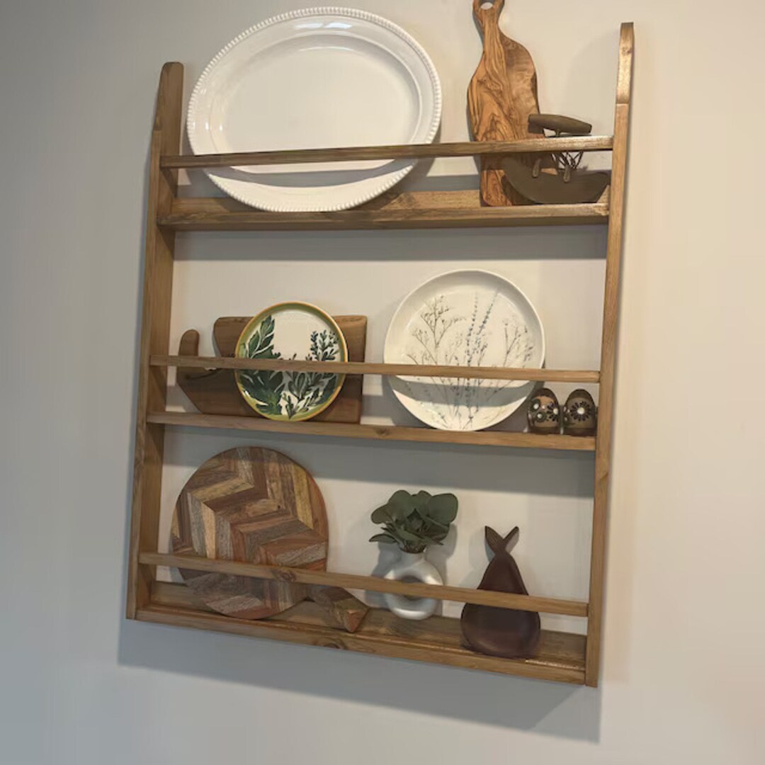 Farmhouse Plate Rack: Kitchen Wall Storage, Cutting Board Display - Etsy