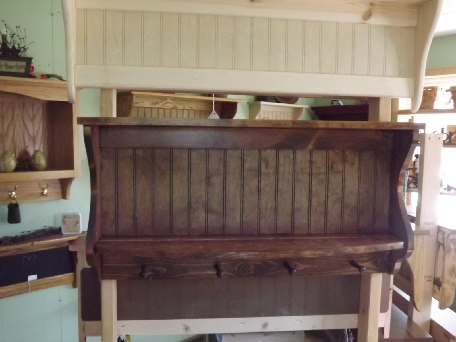 Wood Hanging Plate Rack and Primitive Country Shelf Kitchen Wall ...