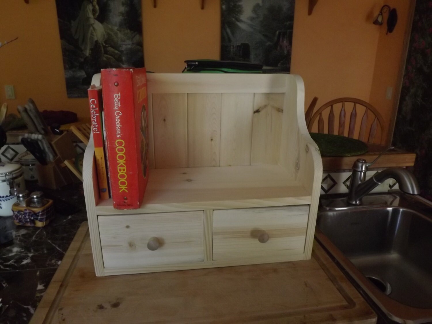 Cook Book Recipe Display Rack Counter Top Shelf Recipe Drawers - Etsy