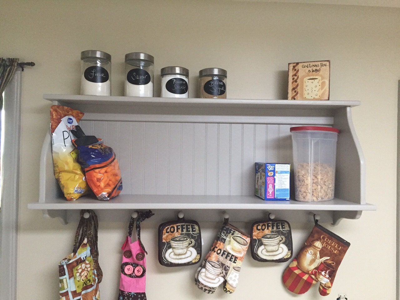 Kitchen Cabinet Wall Hanging Kitchen Pantry Storage Wall Shelf With Shaker Pegs Etsy