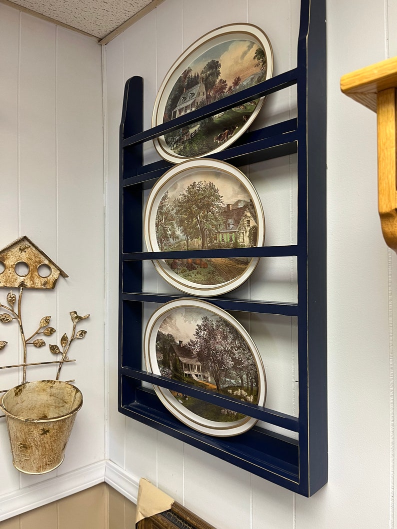 Wall Hanging Plate Rack: Kitchen Dish Display, Customizable Finish - Etsy