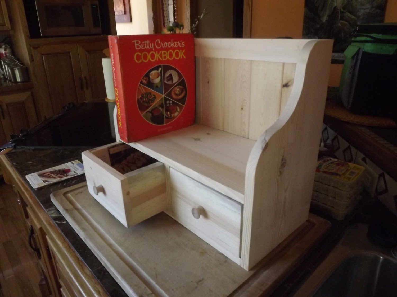 Cook Book Recipe Display Rack Counter Top Shelf Recipe Drawers - Etsy