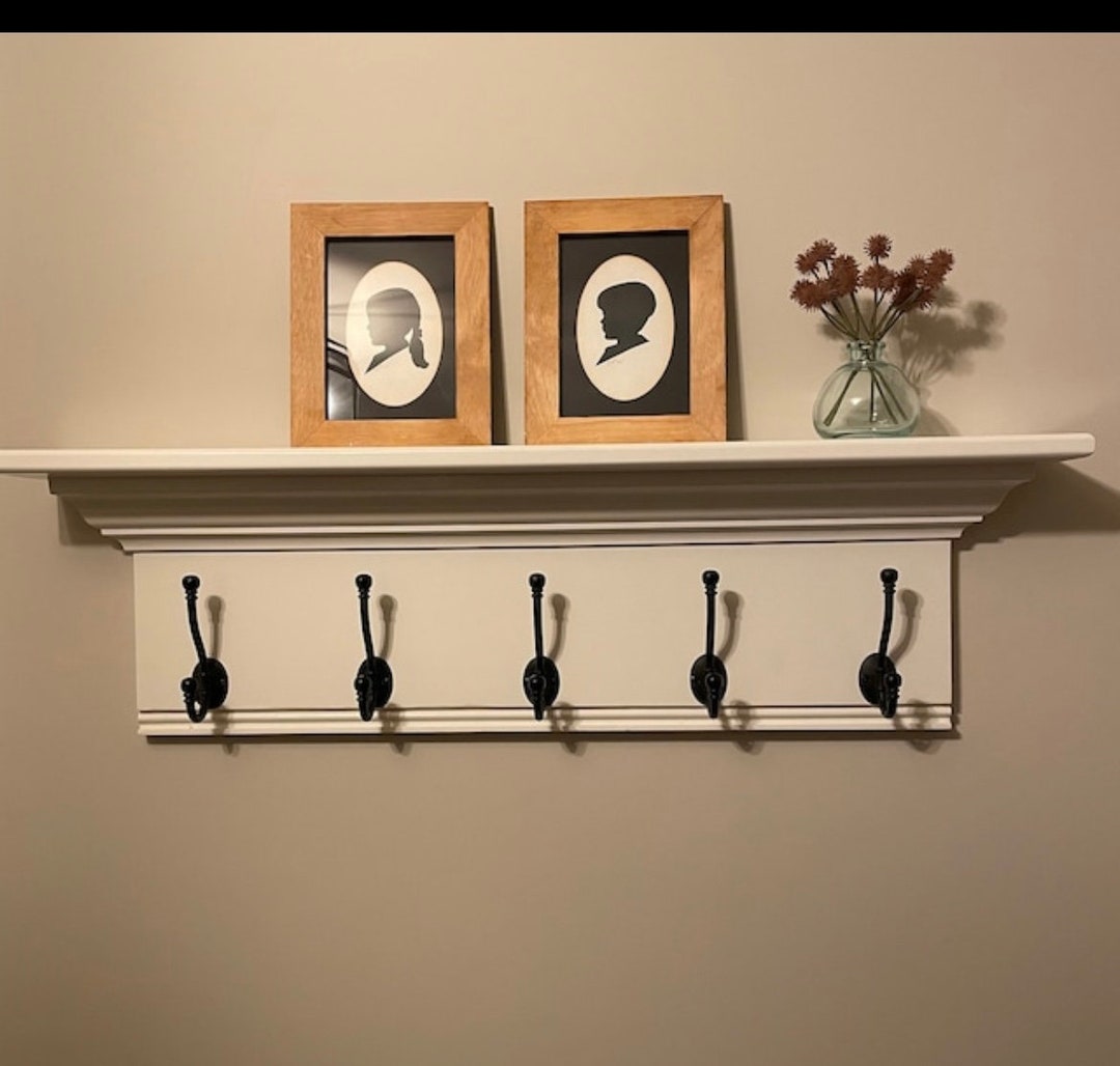 Wall Hanging Mantle Shelf, Wood Coat Rack With Shelf, Entryway Wall ...