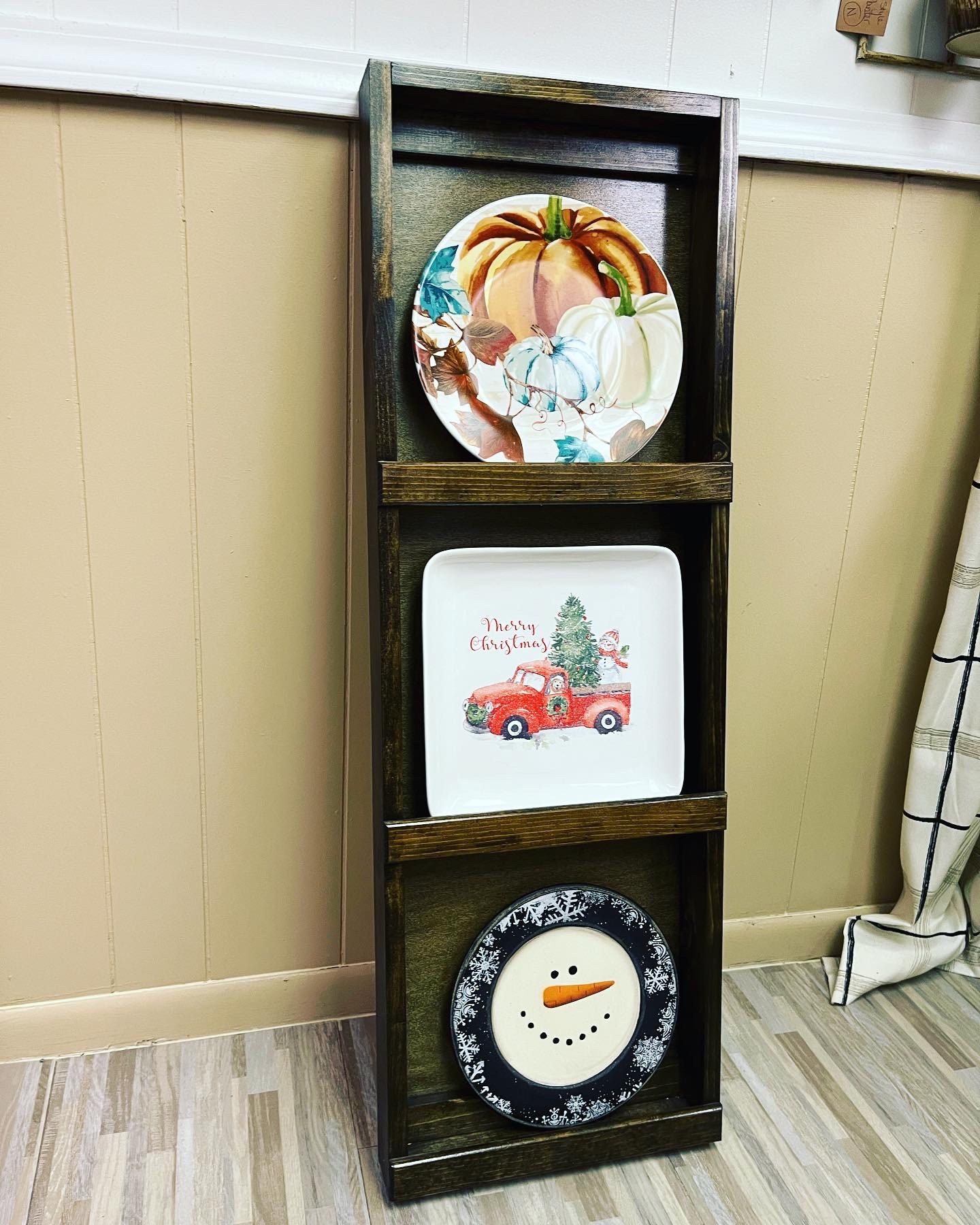 Rustic Plate Display Rack or Bookshelf 40" Tall — Appletree Woodcrafts LLC