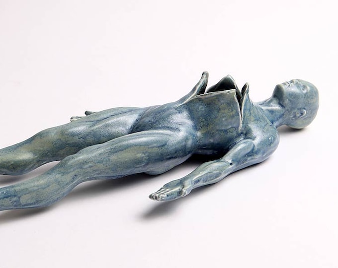 Blue Universal Man Ceramic Planter / Vase / Candle Holder - Grow Your ...