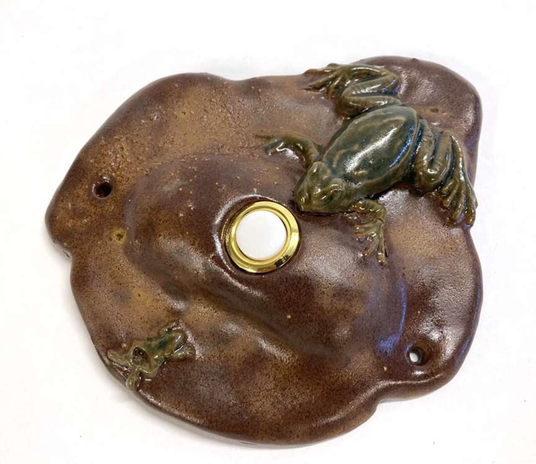 Lighted Frog Door Bell Plate Stoneware Lighted Button Unique Handmade ...