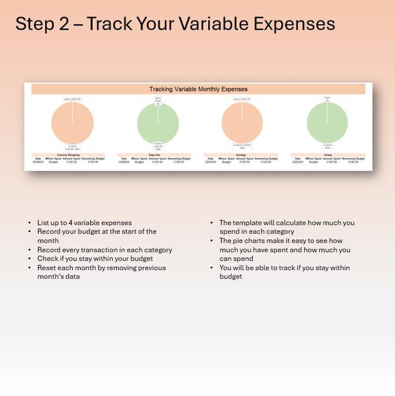 Individual Monthly Budget Planner Excel Template - Etsy