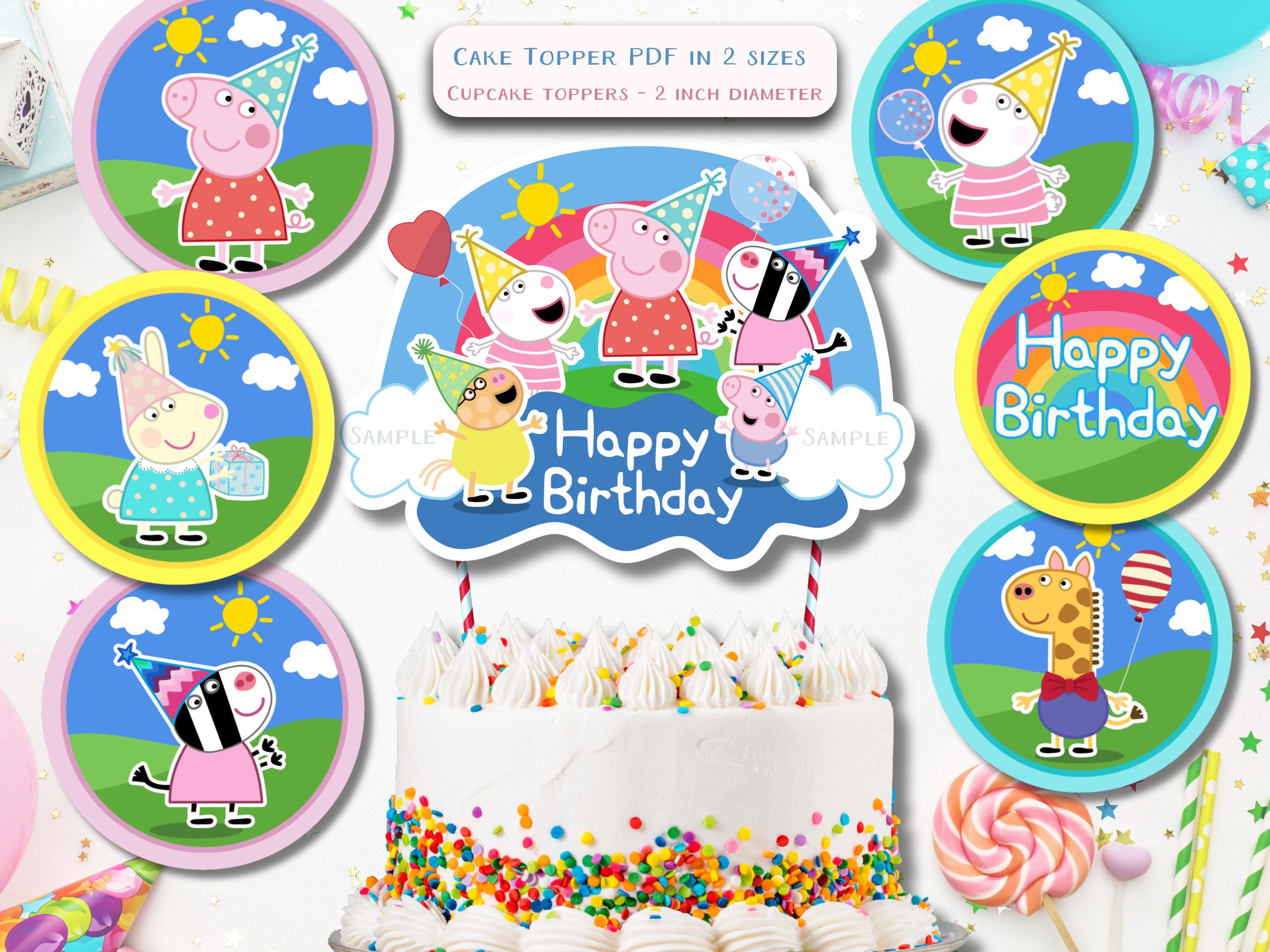 Peppa Pig Cake Topper 15 Cupcake Toppers Digital Print Peppa Pig Happy ...