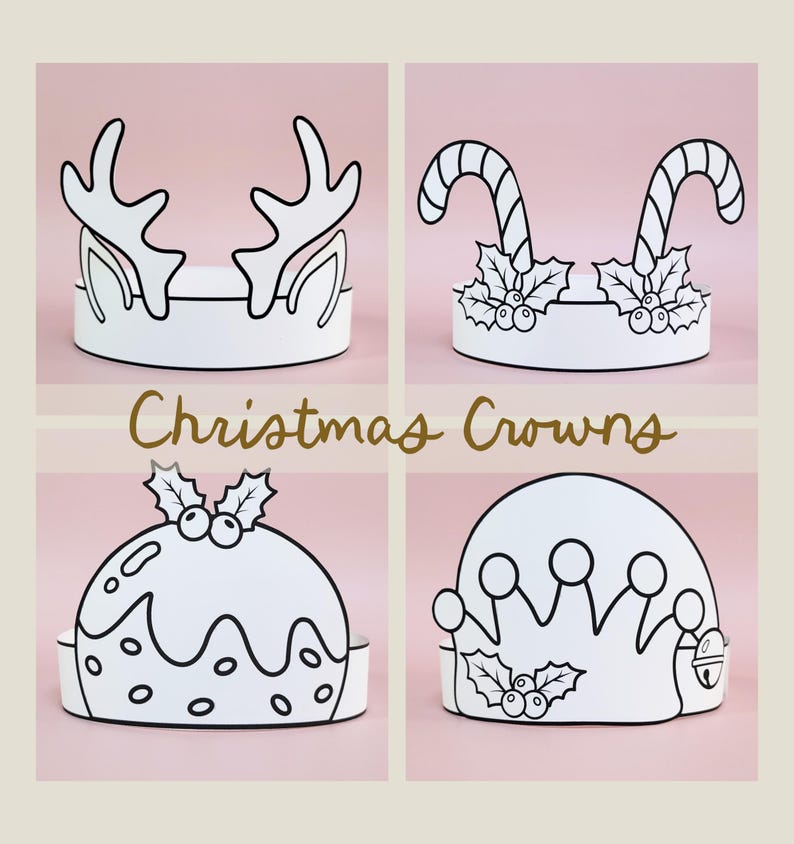 Printable Christmas Crowns | 6 Colouring Activity Pages | PNG PDF ...