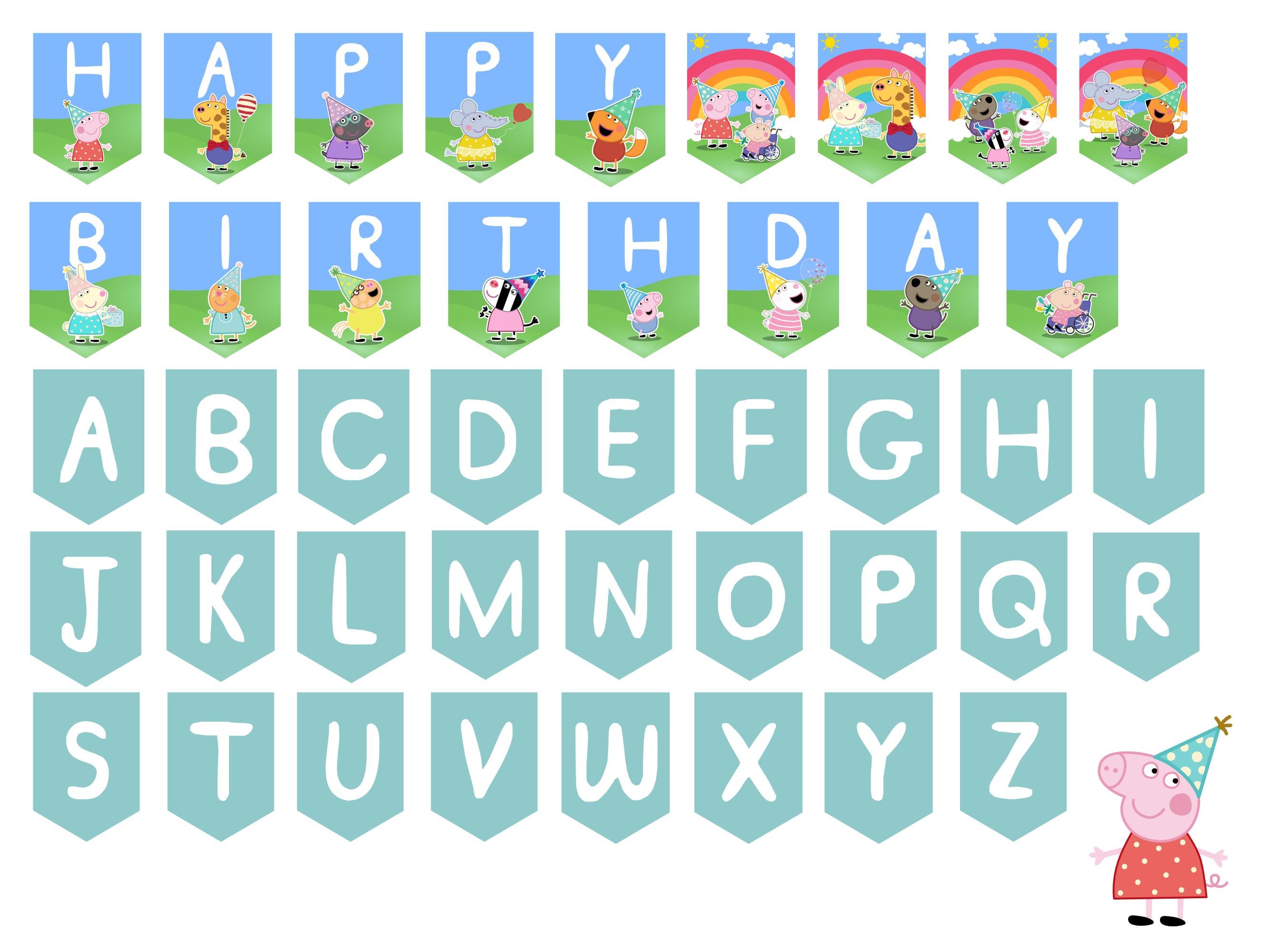 Pig Birthday Banner- Digital Printable - Happy Birthday Bunting - Name ...