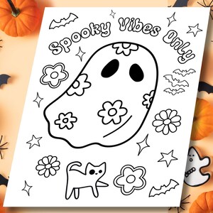 Groovy Spooky Ghost Coloring Page Halloween Coloring Page to Print ...