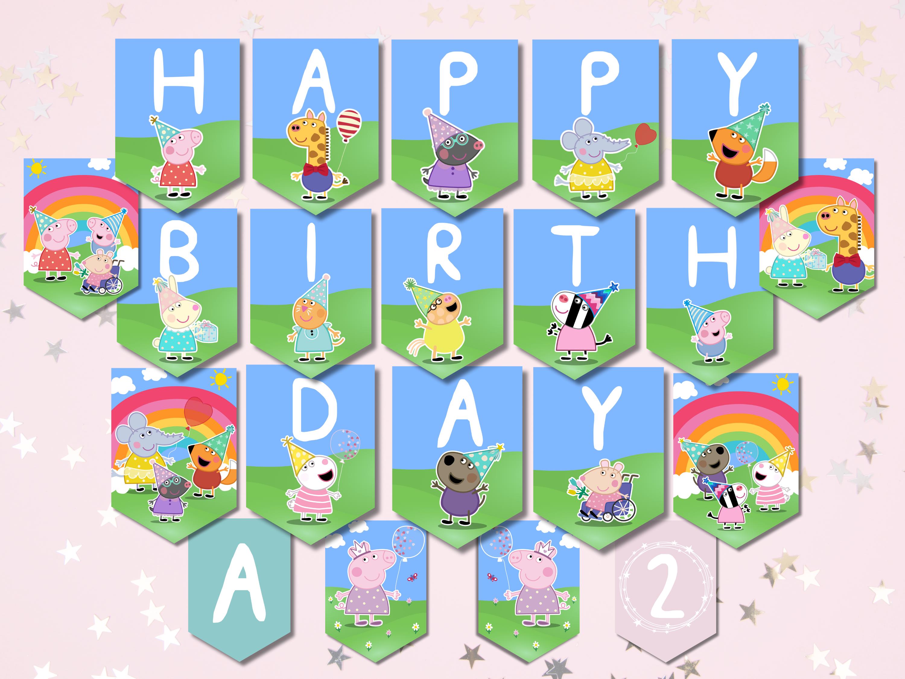 PEPPA PIG Birthday Banner Digital Printable Peppa & Friends Birthday ...