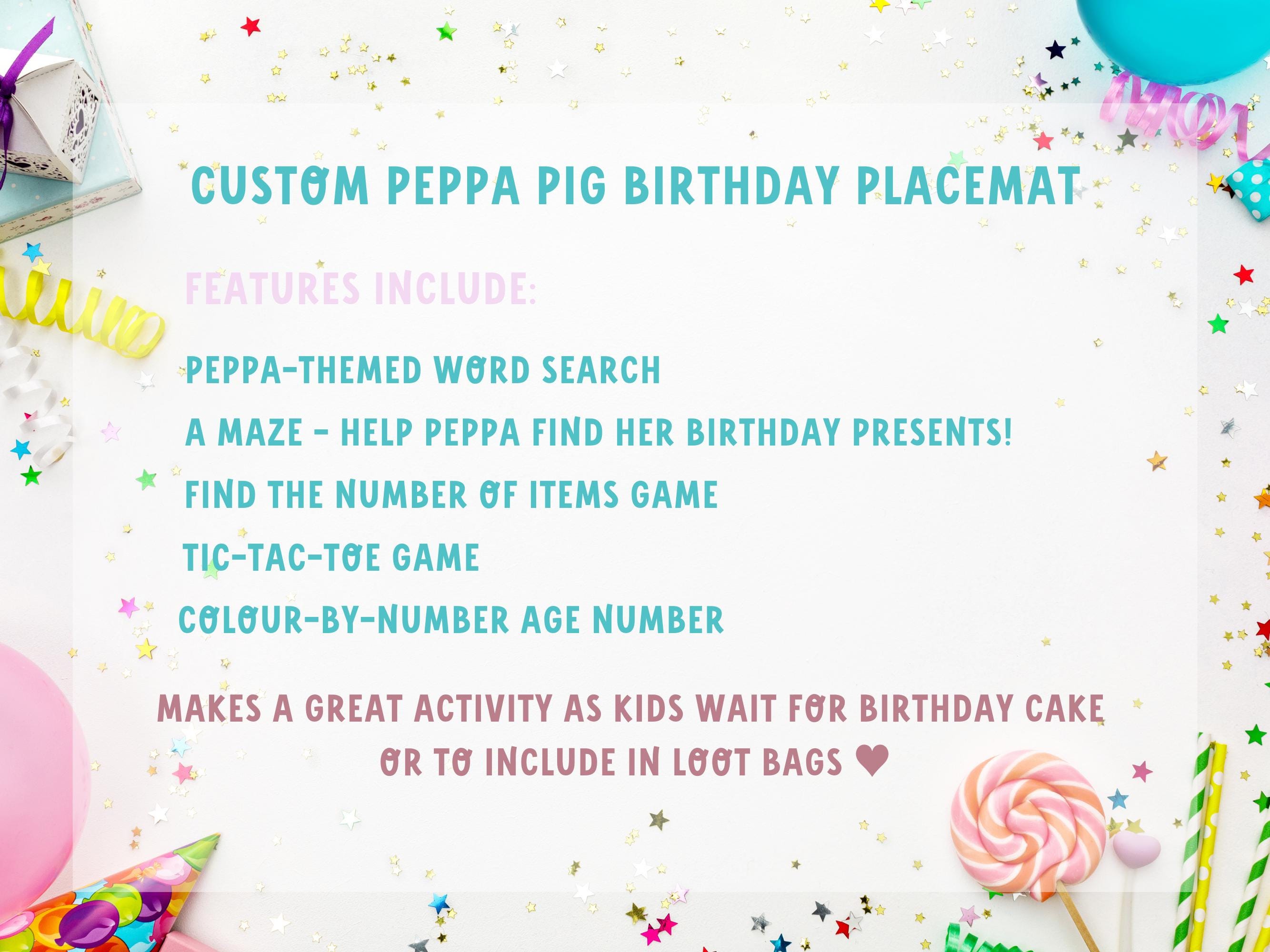 Custom Pig Printable Birthday Activity Placemat – Personalized With ...