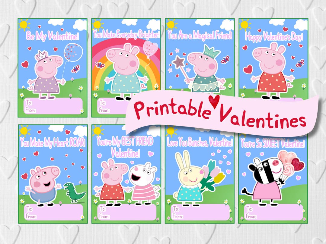 Peppa Pig Printable Valentines Day Cards 8 Kids Cards 3 Teacher Cards ...