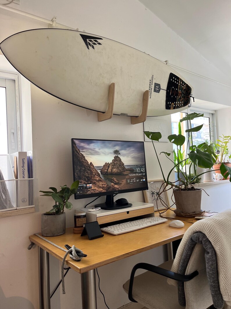 Surfboard Wall Mount handcrafted Minimalistic Design Made of Wood. Fits ...