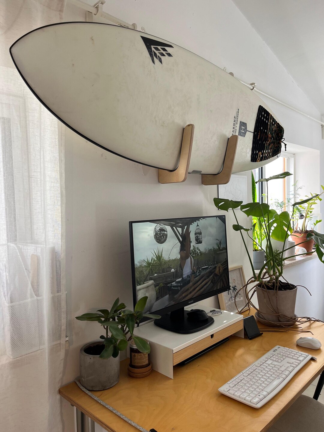 Wall Mounted Surfboard Rack Wooden Surfboard Holder for Home and Garage ...