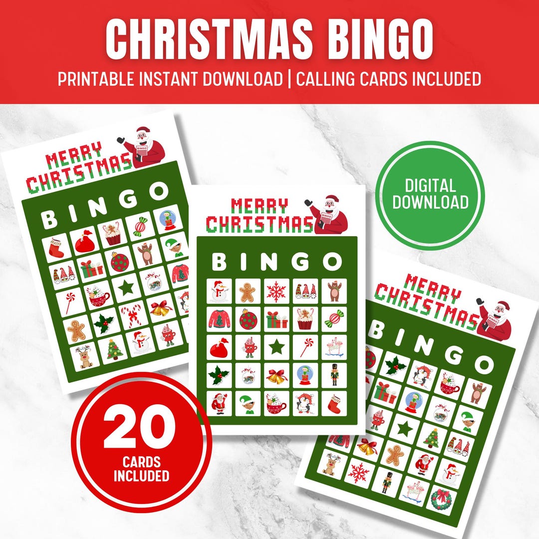Fun Christmas Bingo Cards Digital Download, Holiday Bingo Cards Instant ...