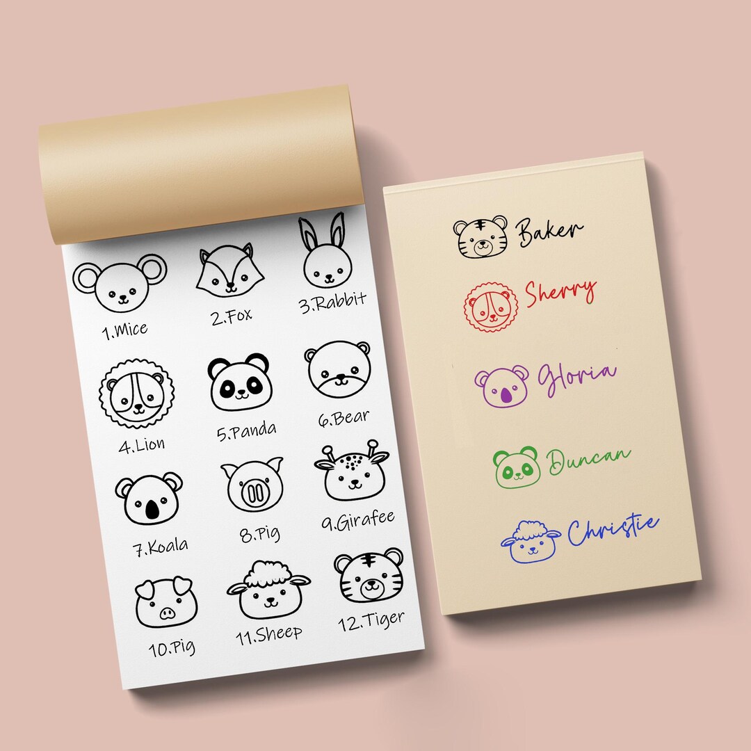 Custom Kids Name Stamp, Custom Name Stamp, Personalized Stamp, Animal ...