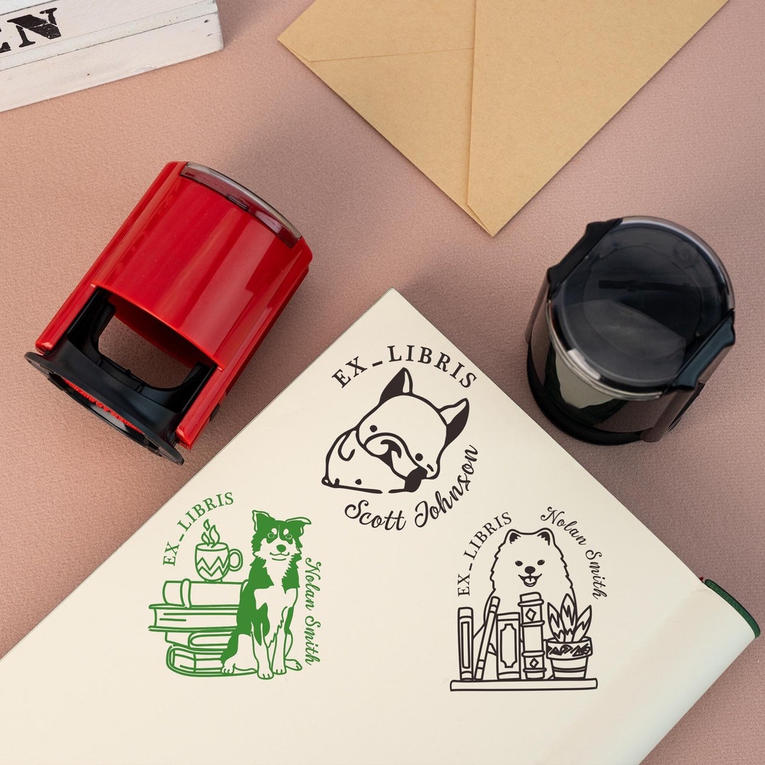 Custom EX Libris Stamp, Personalized Library Stamp, Dog/cat Lover Gift ...