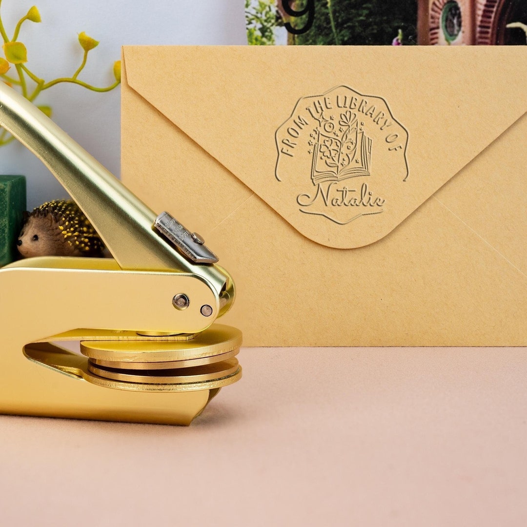 Custom Book Embosser, Book Embosser Stamp, Booking Embosser, Wood ...