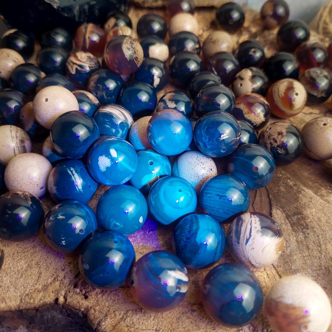 Blue Amber Zebra Beads - Natural Sumatran Amber Beads Size 20mm & 15mm ...