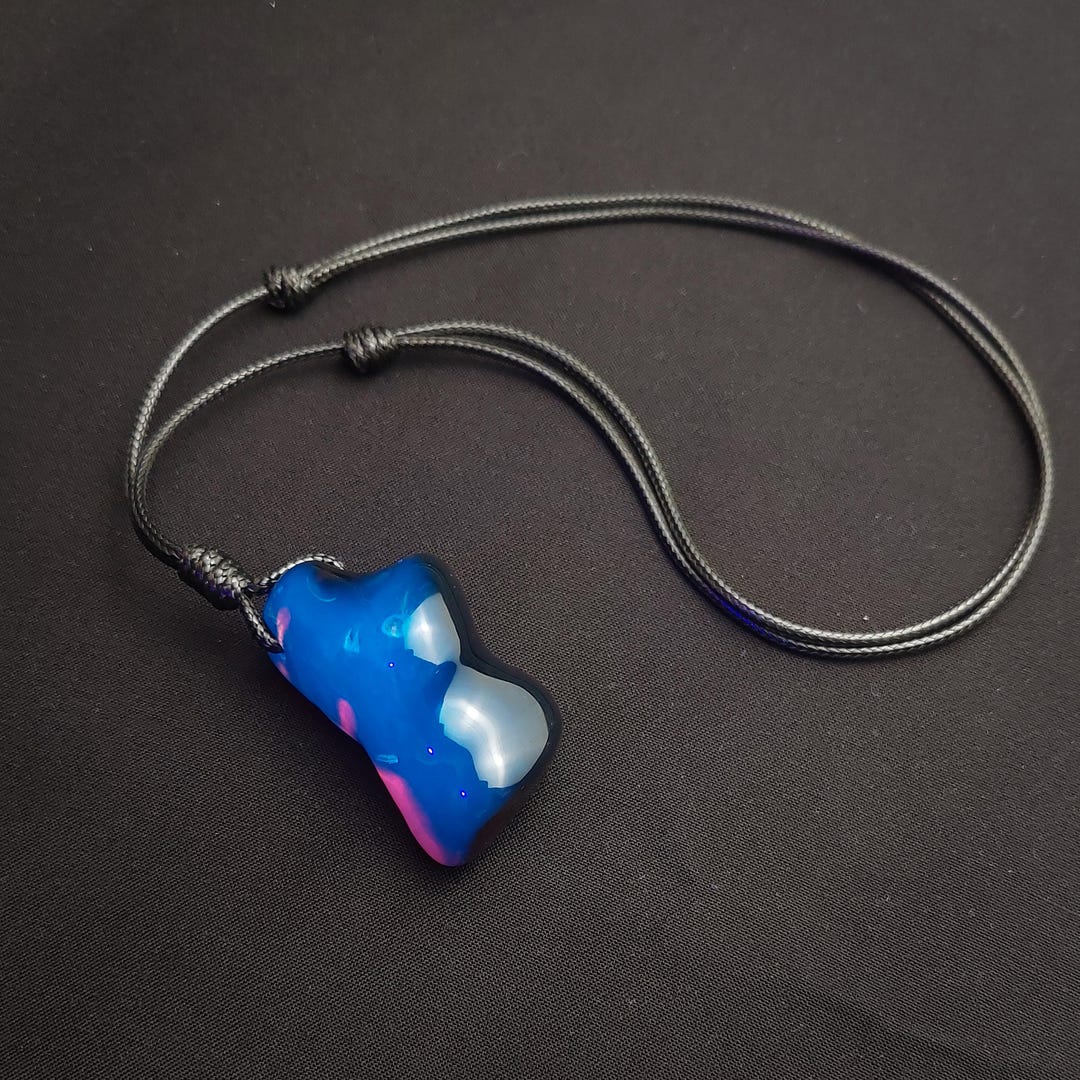Sumatran Blue Amber Pendant Necklace – Hand-carved Rounded Form With ...