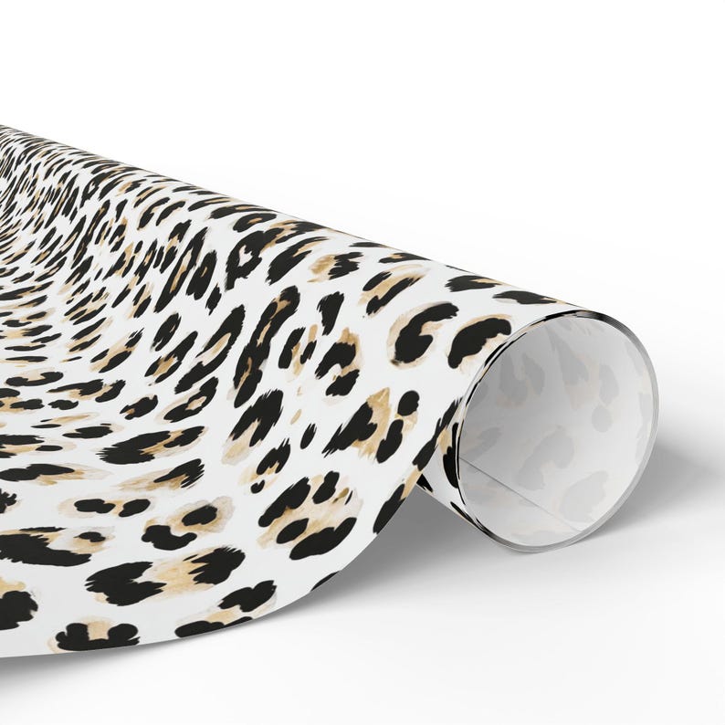 Leopard Christmas Wrapping Paper, Trendy Animal Print Holiday Gift Wrap ...