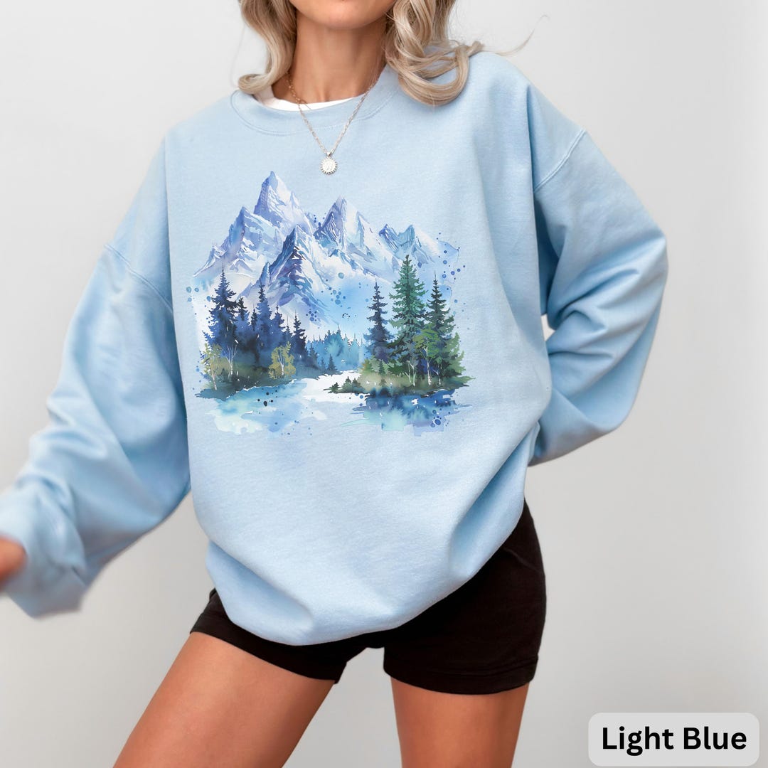 Mountain Landscape Sweater, Camping Sweatshirt, Mountain Silhouette ...