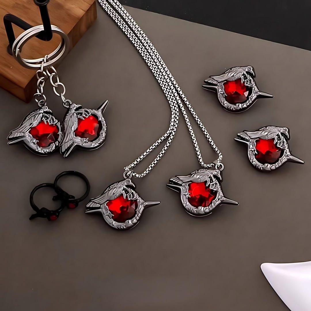 Love and Deepspace Sylus Crow Brooch Crow Necklace Crow Ring Earrings ...