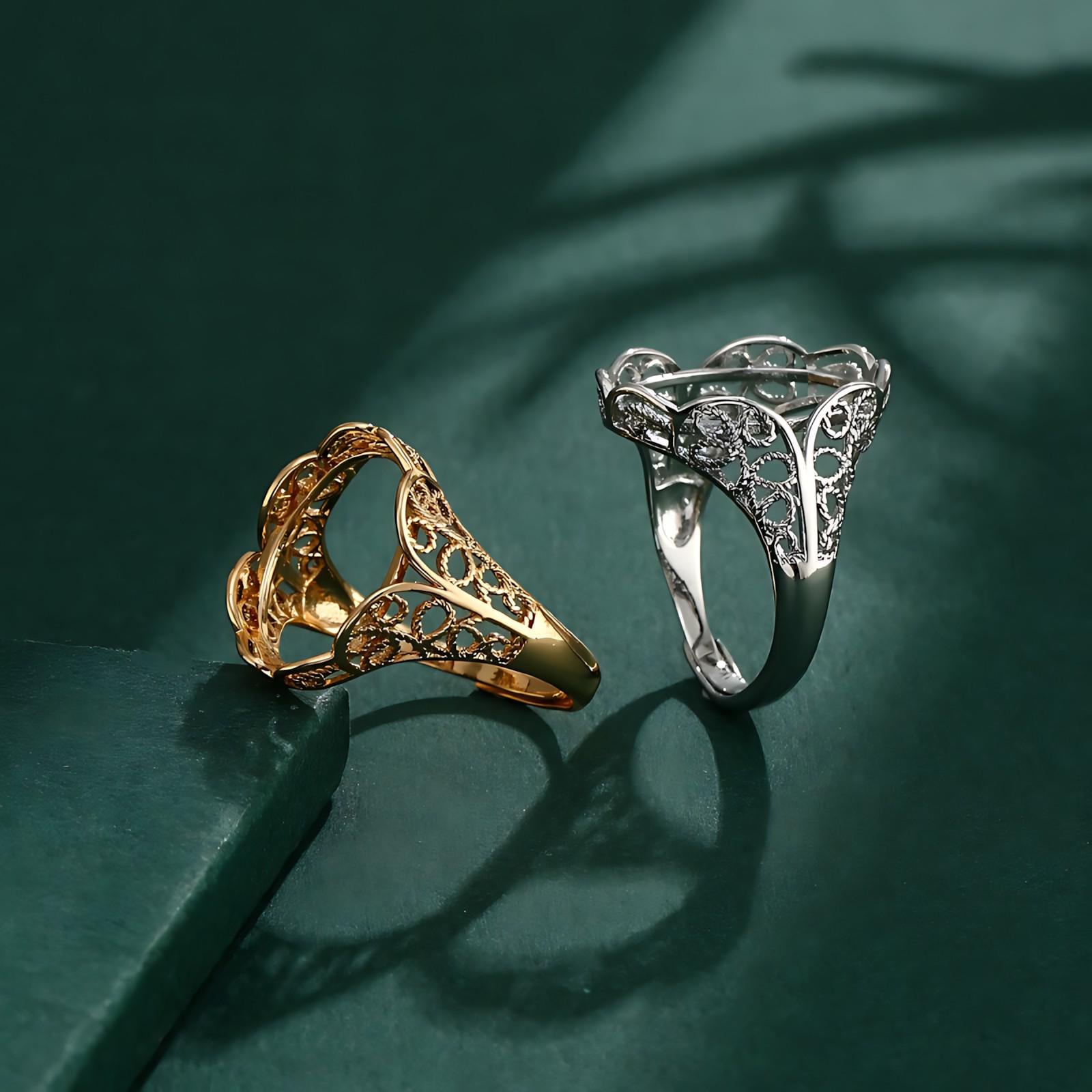 Ring Setting for 11x15m/12x16m/13x18m/13x19m/15x20m Oval Cabochons Ring ...