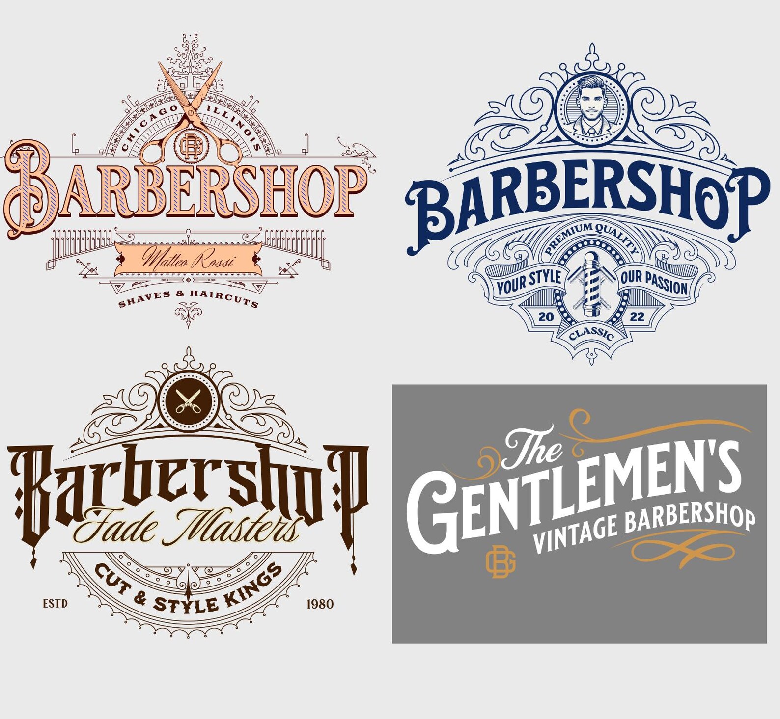 Victorian Barber Logo Bundle: PNG & PDF Designs for Barbershops and ...