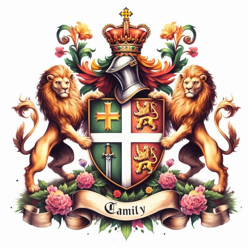 Personalized Family Crest Art,custom Heraldic Emblem,unique Coat of ...