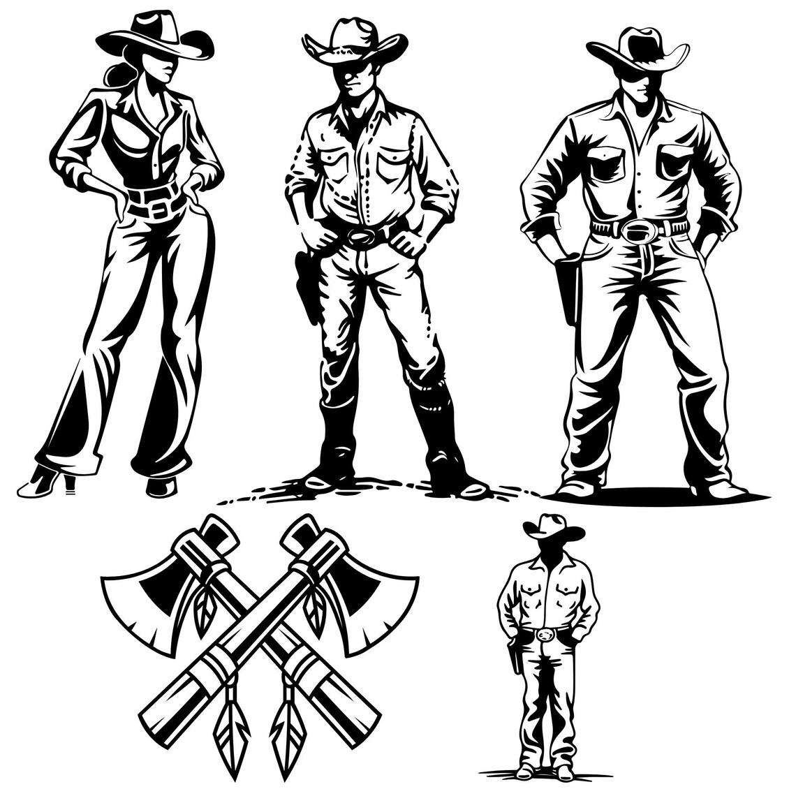 Rodeo Cowboy Clipart & Western Silhouettes for Cricut ,PNG,EPS, Unique ...
