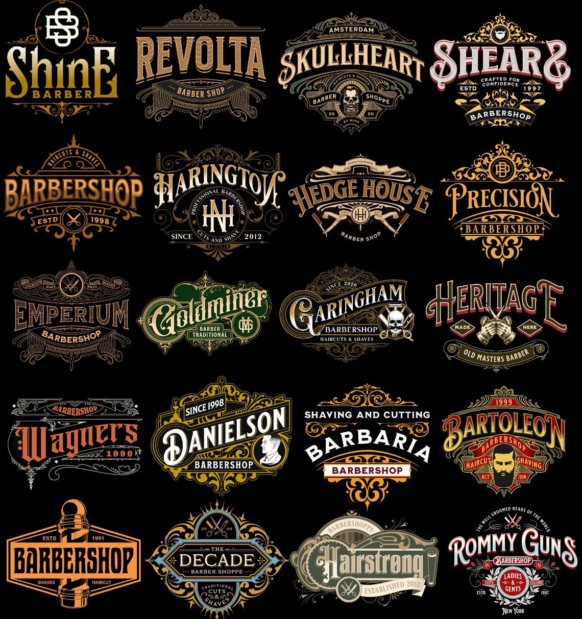 Victorian Barber Logo Bundle: PNG & PDF Designs for Barbershops and ...