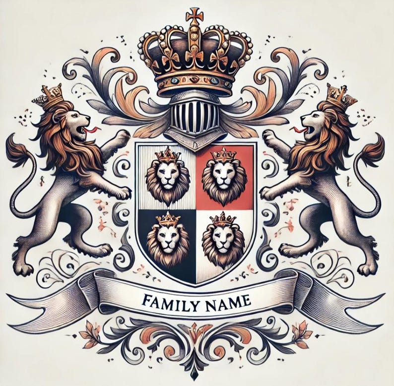 Personalized Family Crest Art,custom Heraldic Emblem,unique Coat of ...