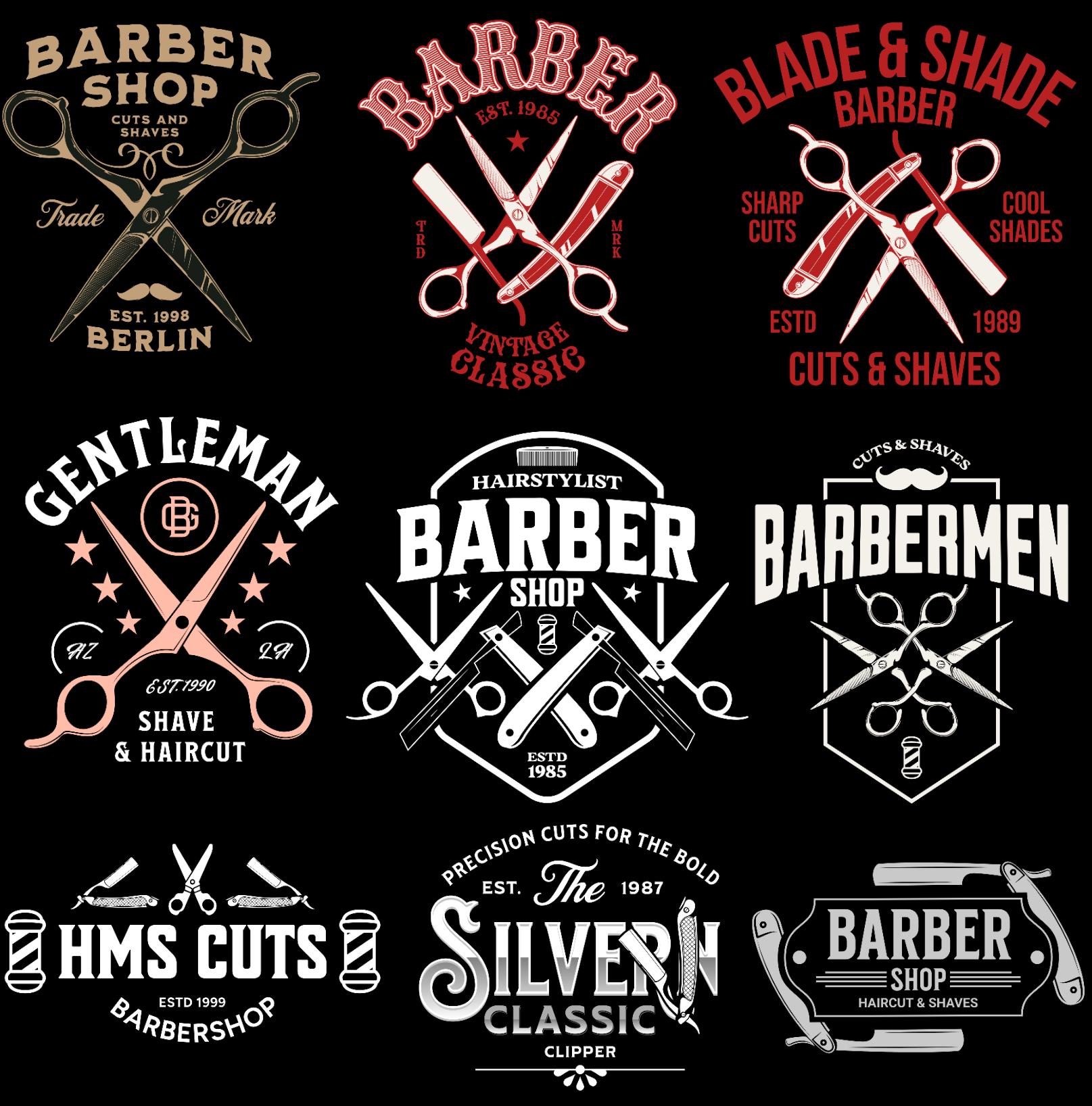 Victorian Barber Logo Bundle: PNG & PDF Designs for Barbershops and ...