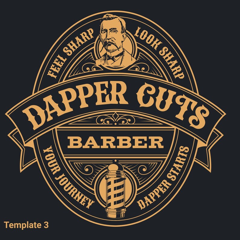 Custom Victorian Barber Logo Design, Vintage Studio - Etsy