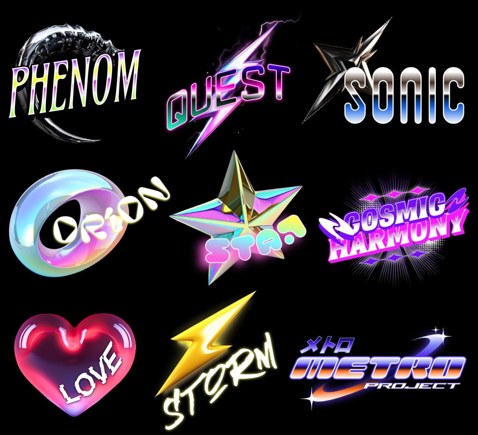 Y2K Logo Bundle: Unique 2000s Streetwear Designs, Retro 80's Style ...