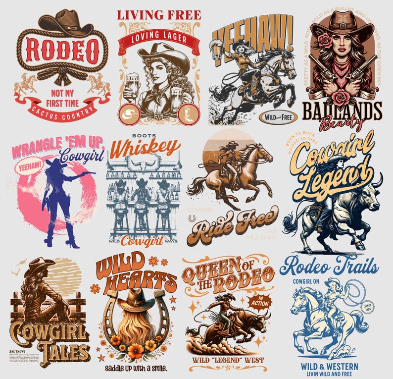 160+ Cowboy Life PNG Mega Bundle , Authentic Western Style for Digital ...